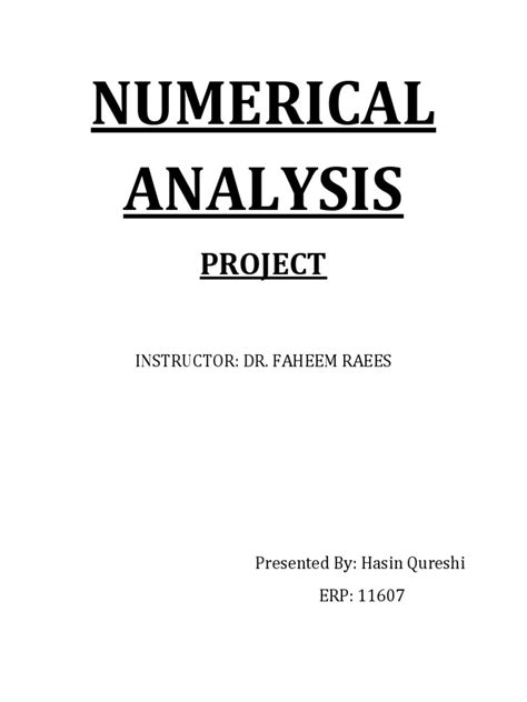 Numerical Analysis Project Pdf Coefficient Of Determination