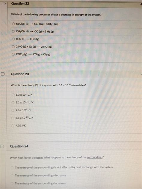 Solved Which Of The Following Processes Shows A Decrease In