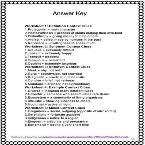 Pre Ged Context Clues For Nrs Level 3 By Wild And Wacky Worksheets