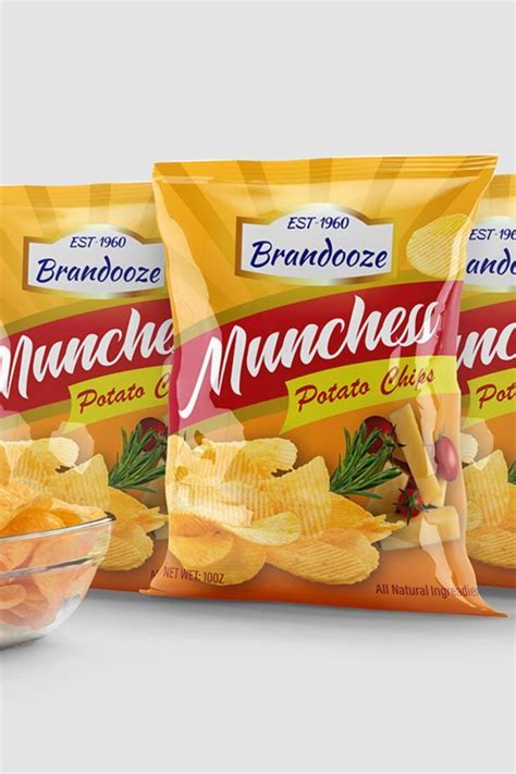 Premium Pouch Packaging Design For Chips Creative Snacks Packaging
