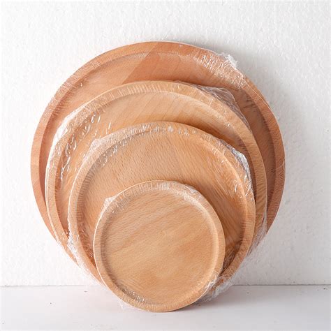 Beech Wood Tray Round Bread Wooden Tray Coffee Cup Vicedeal