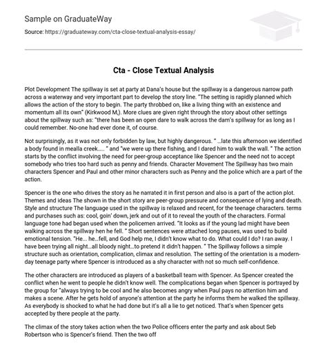 ⇉cta Close Textual Analysis Essay Example Graduateway