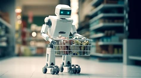 Premium Ai Image The Robot Does Shopping In The Supermarket Generative Ai