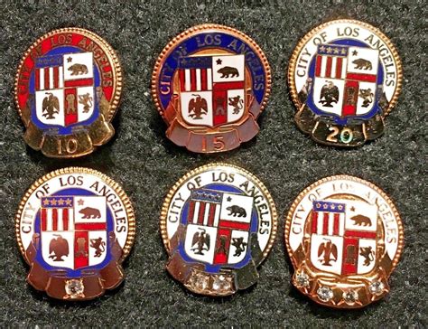 City Of Los Angeles Years Of Service Award Pins 6 Pins Lapd Police