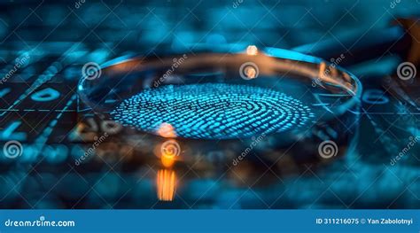 Analyzing A Fingerprint In Forensic Crime Scene Investigation Concept