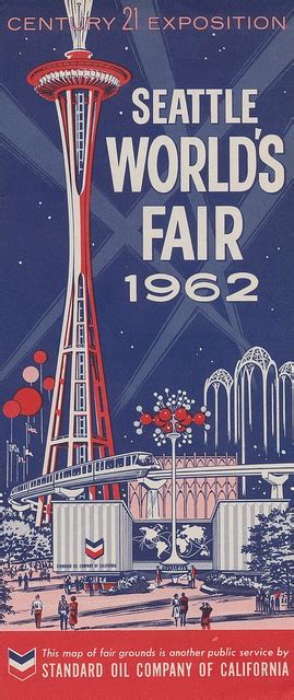 Map Of The 1962 Seattle Worlds Fair Retro Travel Poster Seattle