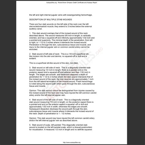 7h 30min Jun 14 1994 Y Autopsy Report For Nicole Brown Simpson