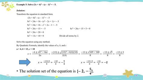 Solving Equations Transformable To Quadratic Equation Including