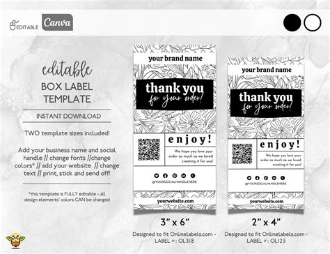 QR Code Box Label Sticker Template Packaging Sticker Packaging Seal Editable Packaging Label