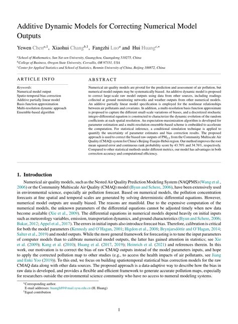 pdf additive dynamic models for correcting numerical model outputs