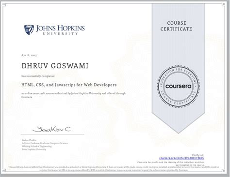 Completed Web Development Course On Coursera Dhruv Goswami Posted On