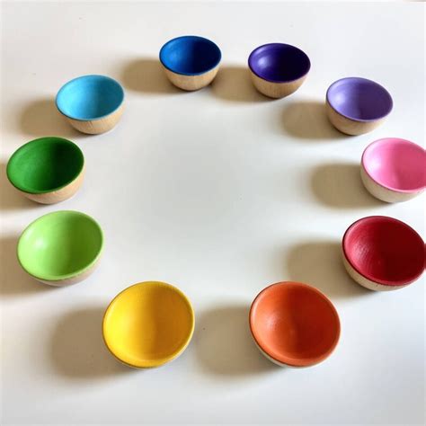 rainbow color sorting bowls color sorting open ended toys etsy