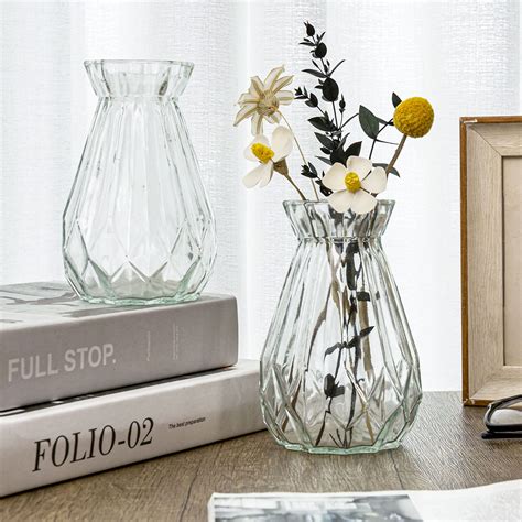 Myt Decorative Clear Glass Vase Diamond Faceted Flower Bud Vases