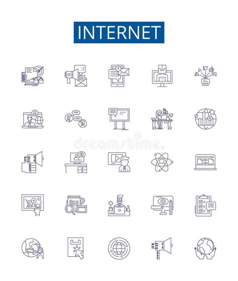 Internet Line Icons Signs Set Design Collection Of Network Digital Web Cyberspace Broadband