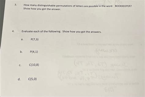 solved 3 how many distinguishable permutations of letters