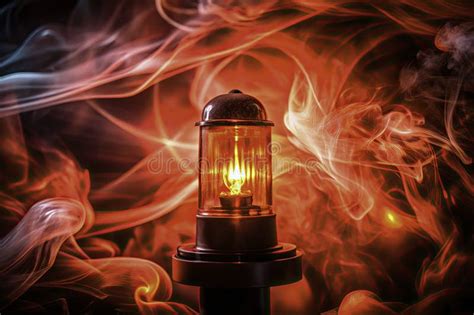 Dramatic Double Exposure Of A Pulsating Red Emergency Light A Powerful