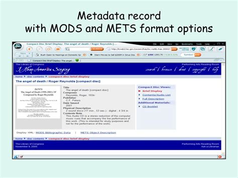 Ppt If Not Dc Then Mods A Look At The Metadata Object Description