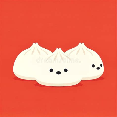 Adorable Trio Of Kawaii Steamed Bao Buns With Cute Faces On Textured