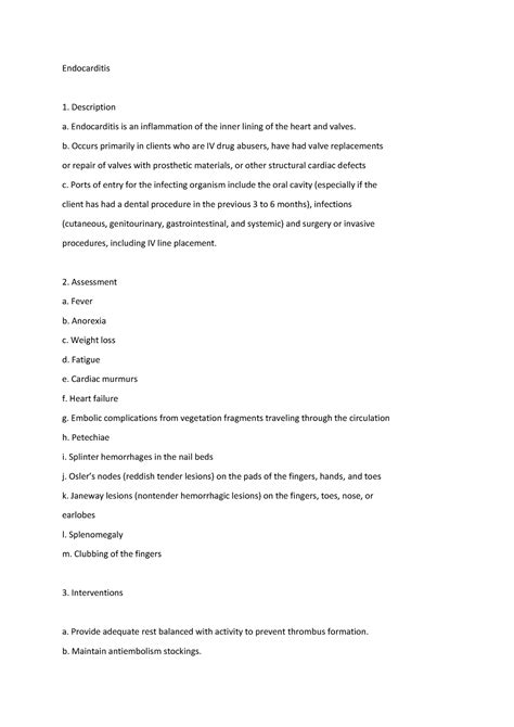 Endocarditis Endocarditis Description A Endocarditis Is An