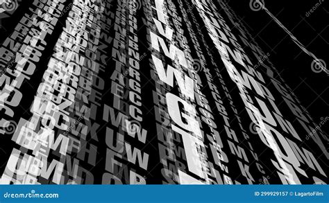 Alphabet In Digital Chaos Abstract Design With Encrypted Letters On Black Background For Dynamic
