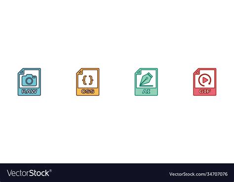 Set Raw File Document Css Ai And Icon Vector Image