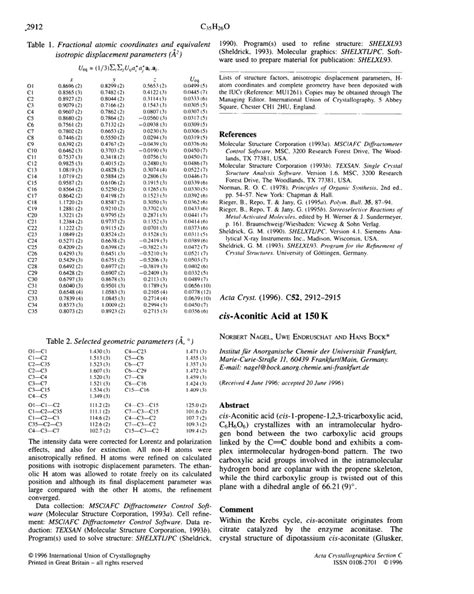 Pdf Cis Aconitic Acid At 150k