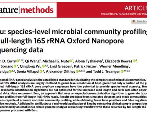 Emu Species Level Microbial Community Profiling Of Full Length 16s