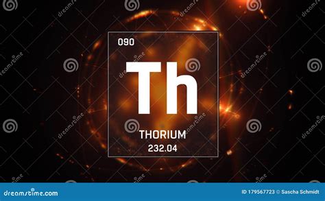 Thorium As Element 90 Of The Periodic Table 3d Illustration On Orange