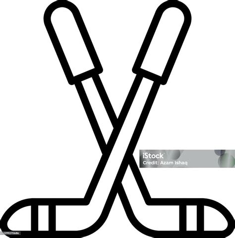 블레이드 컨셉 크로스 푸셔 벡터 라인 아이콘 디자인 흰색 배경에 아이스 하키 기호 접촉 팀 게임 사인 겨울 스포츠 장비 스톡 Playoffs에 대한 스톡 벡터 아트 및 기타