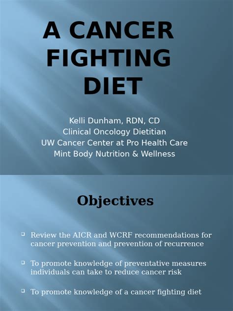 A Cancer Fighting Diet Presentation 2018 Mm Symposium Pdf Weight