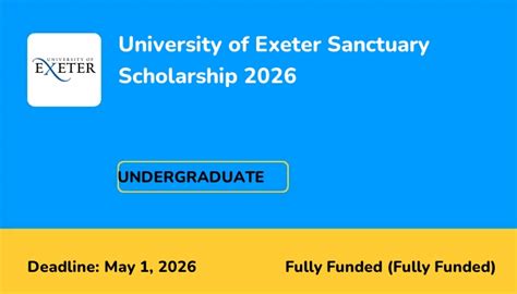 University Of Exeter Sanctuary Scholarship 2026 Scholarshiptab