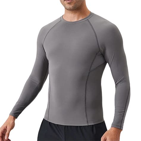 Dagugfen Workout Shirts For Men Crew Neck Long Sleeve Tight Shirts