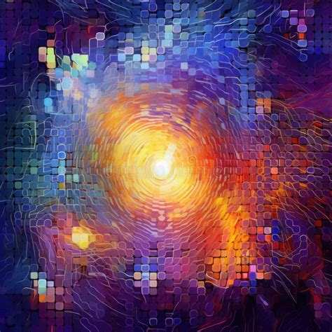 Fusion Of Geometric Shapes Metallic Surfaces And Illuminated Lines Generative Ai Stock