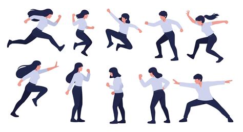 Dynamic Action Sequence Of People In Motion Using Flat Design Art 60393963 Vector Art At Vecteezy