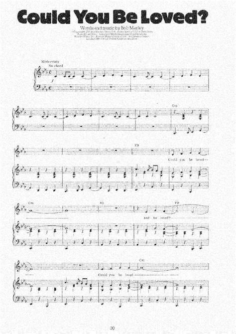 Bob Marley Could You Be Loved Sheet Music Pdf Free Score Download ★