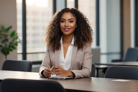 empowered professional woman at conference table generative ai