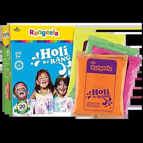 Pidilite Rangeela Holi Ke Rang Colours Gulal Non Toxic Skin Friendly Assorted Colours 60 G