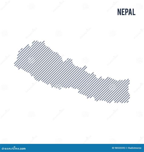 Vector Abstract Hatched Map Of Nepal With Oblique Lines Isolated On A