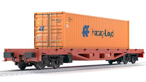 Flat Rail Car Hapag Lloyd Shipping Container 3d Model By Alpha3dst