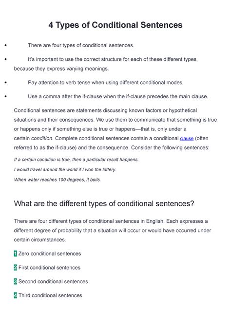 4 Types Of Conditional Sentences Its Important To Use The Correct Structure For Each Of These