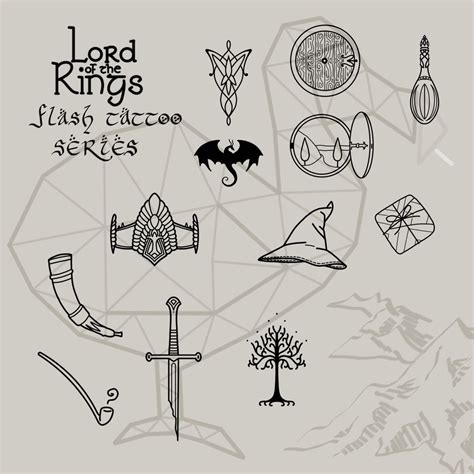 Lord Of The Rings Flash Tattoo Series Minimalist Lord Of The Rings