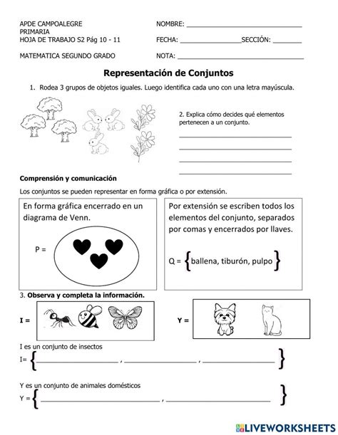Representación De Conjuntos Online Exercise School Subjects Teachers