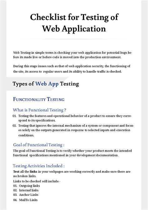 Checklist For Web Application Testing Checklist For Testing Of Web Application Web Testing In