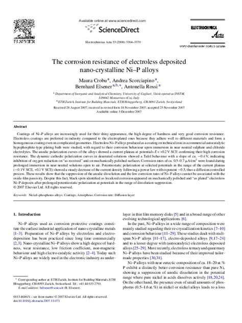 Pdf The Corrosion Resistance Of Electroless Deposited Nano
