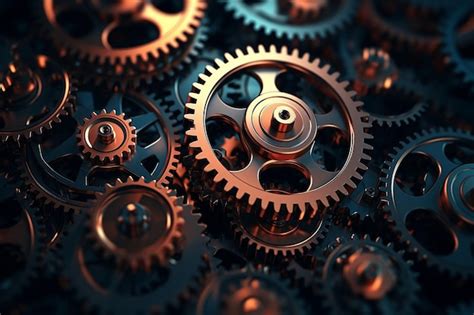 Premium Photo Dynamic Illustration Of Gears And Cogwheels Generative Ai