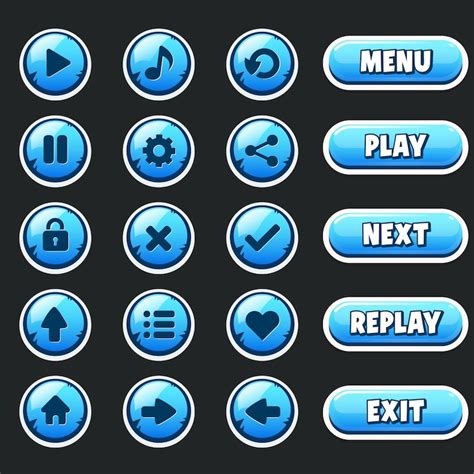 게임 인터페이스 버튼 세트 다채로운 세트 그래픽 인터페이스 요소 프리미엄 벡터