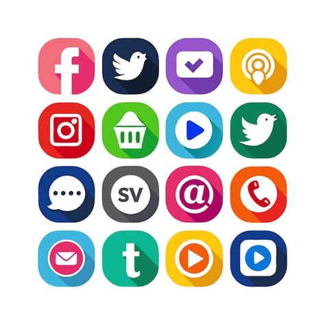 소셜 미디어 아이콘 세트 컬렉션 터 일러스트레이션 프리미엄 벡터