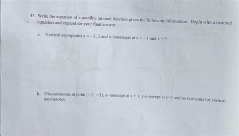 43 Write The Equation Of A Possible Rational