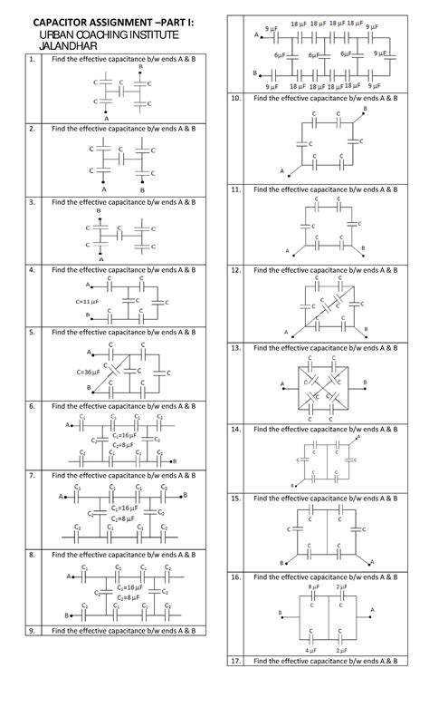 Capacitance Assignment CAPACITOR ASSIGNMENT PART I Find The Effective Capacitance B W