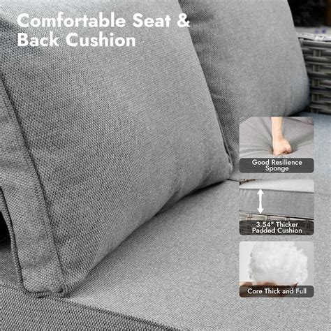 Altrigus 6 Piece Wicker Patio Sofa Conversation Set With Dark Gray